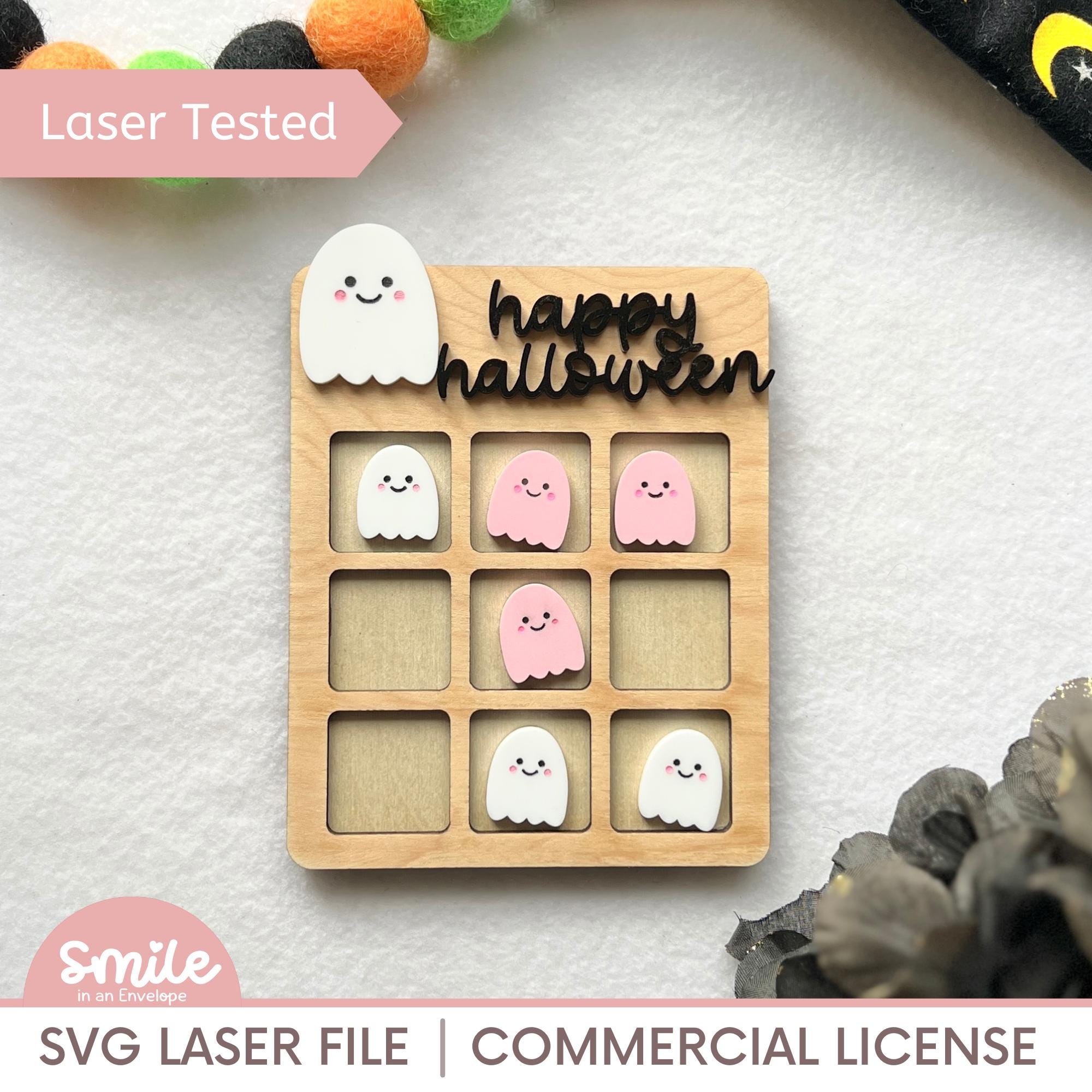Ghost Tic Tac Toe SVG Laser Cut File: Kids Game, (digital Download ...