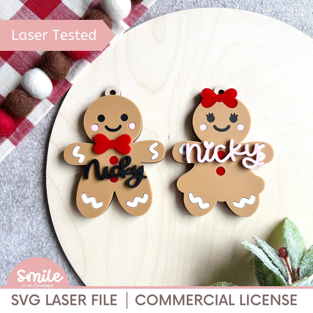 Personalized Gingerbread Name Tag SVG: Laser Cut Basket Tag (digital ...