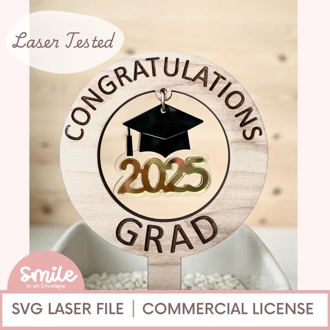 Graduation Plant Stick SVG: Congrats Grad Cake Topper (digital Download ...
