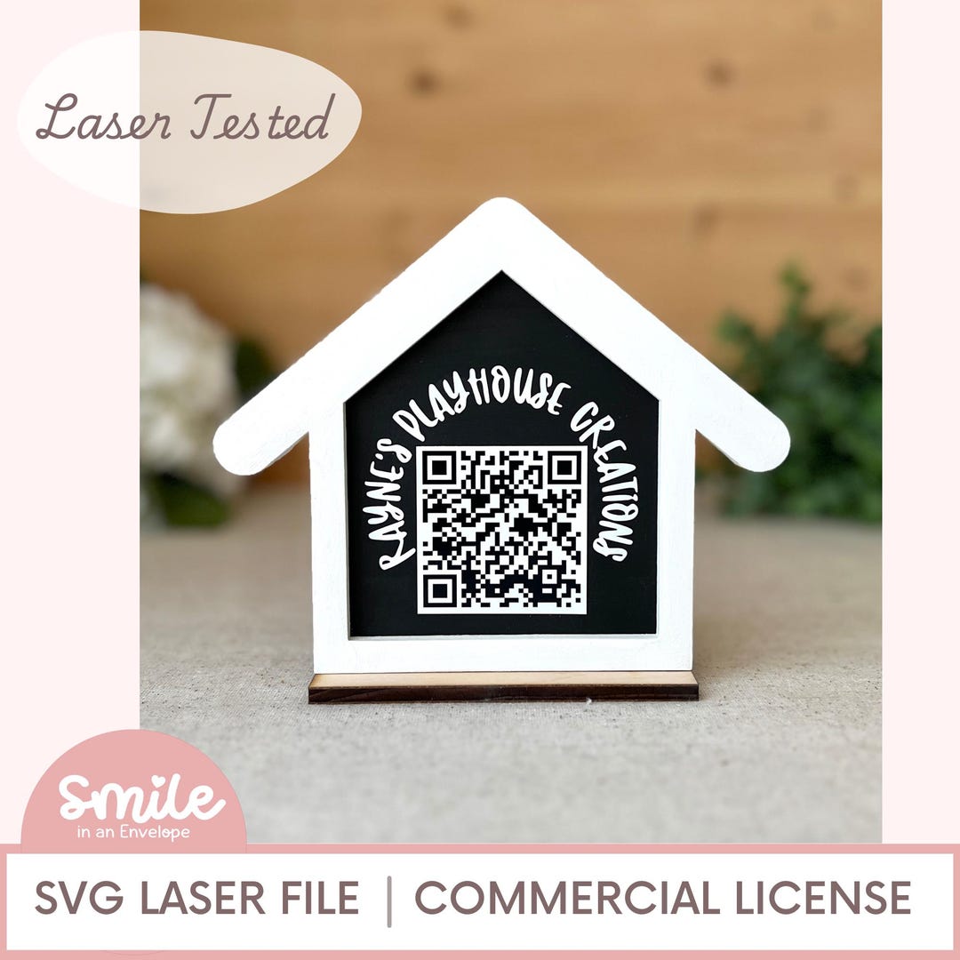 House QR Code Stand SVG: Laser Cut Small Shop Display (digital Download ...