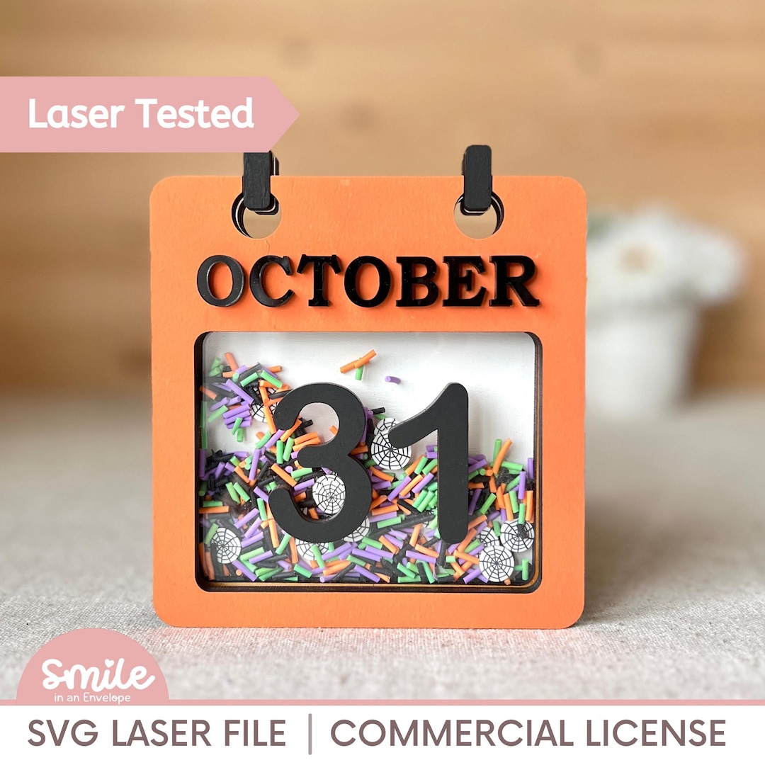 October 31 Calendar Shaker SVG: Laser Cut Halloween Tiered Tray Decor ...