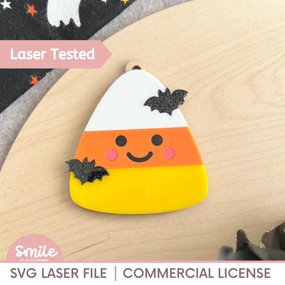 Candy Corn Bats Name Tag SVG: Laser Cut File, Halloween Decor (digital ...