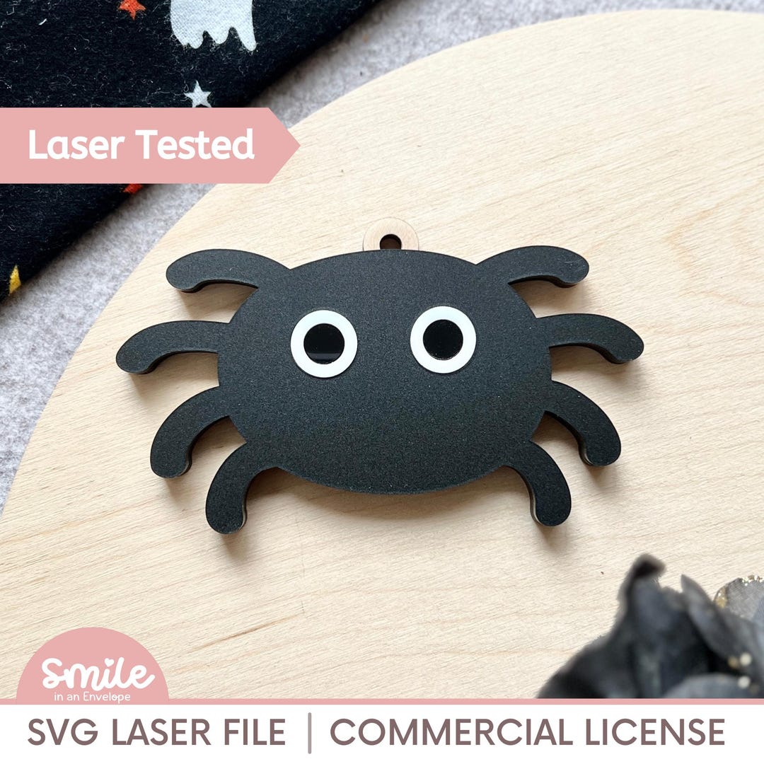Personalized Black Spider Name Tag SVG: Laser Cut Halloween Decor ...