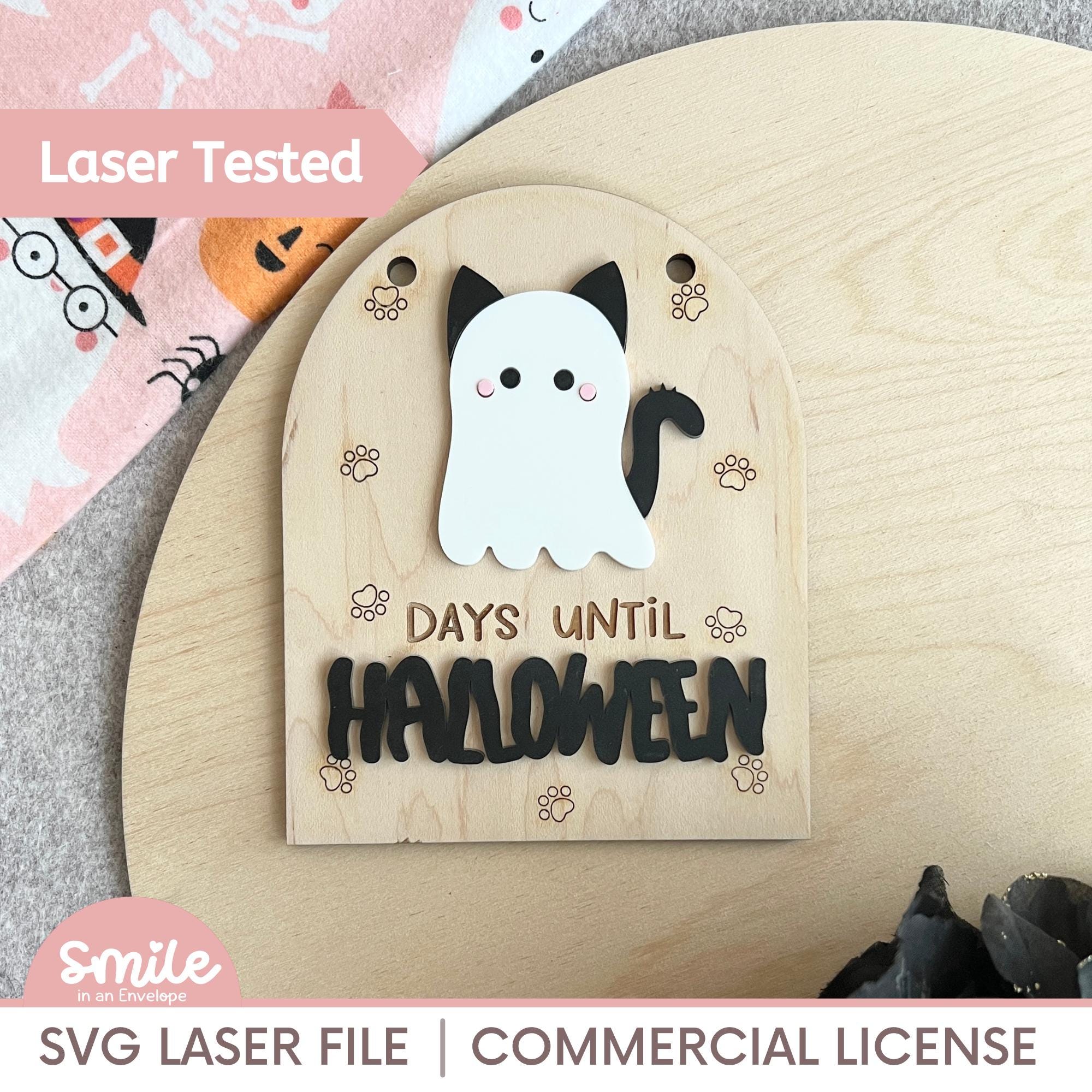 Kitty Ghost Halloween Countdown Sign SVG: Laser Cut File (digital ...