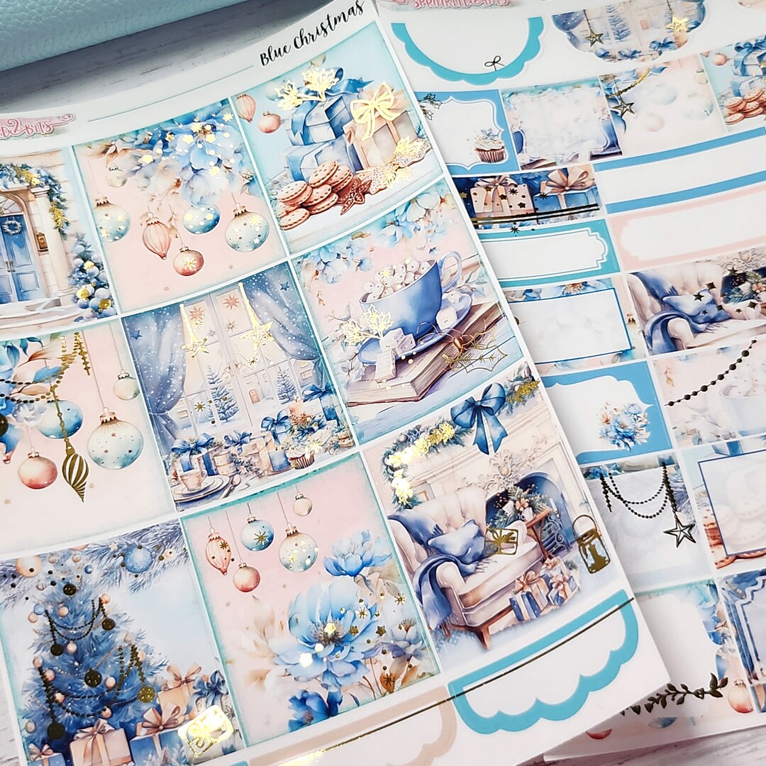 FOILED - Blue Christmas - 8 -page Deluxe Weekly Planner Sticker Kit ...