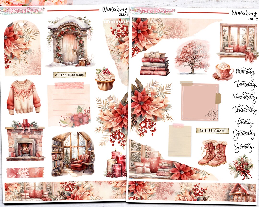 Winterberry - Journaling-stickers/layering Sticker Kit-journal - Etsy