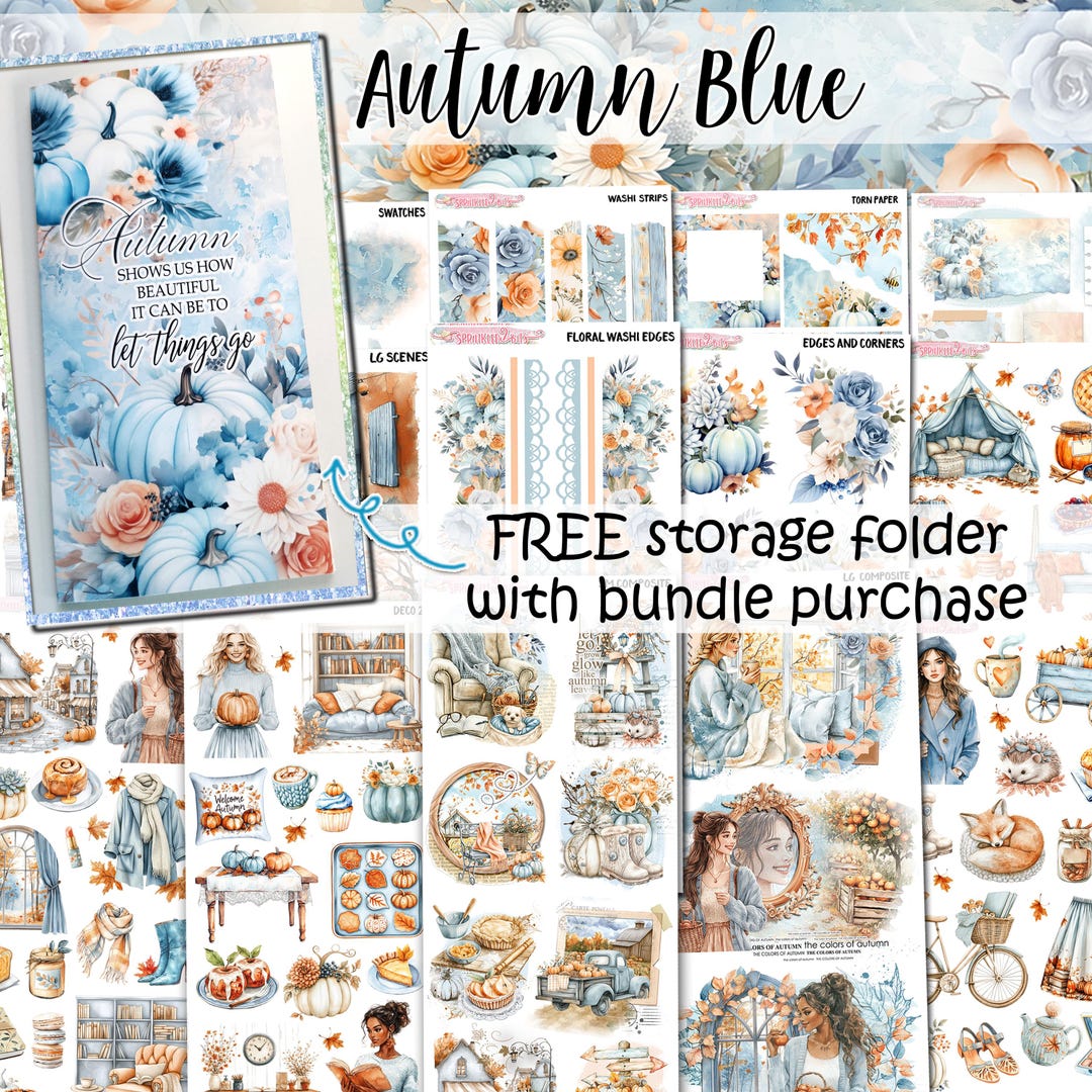 Decorative Kit - Autumn Blue - Journal Sticker Kit/a La Carte - Etsy