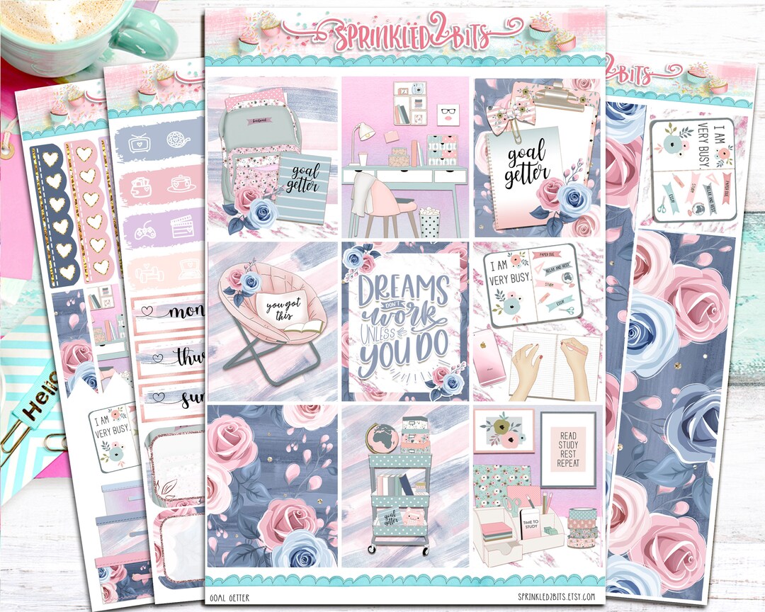 Goal Getter - 4 Page Mini Weekly Planner Sticker Kit – Vertical Weekly ...