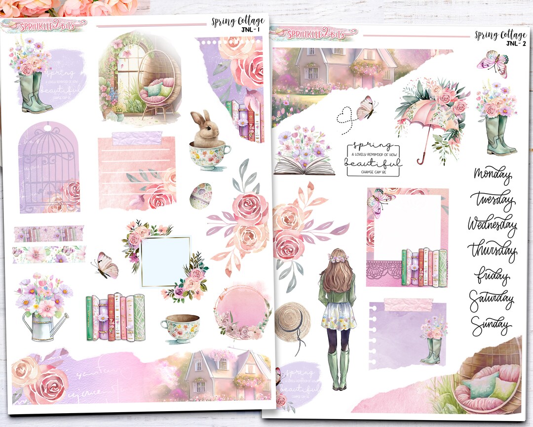 Spring Cottage - Journaling-stickers/layering Sticker Kit-journal - Etsy