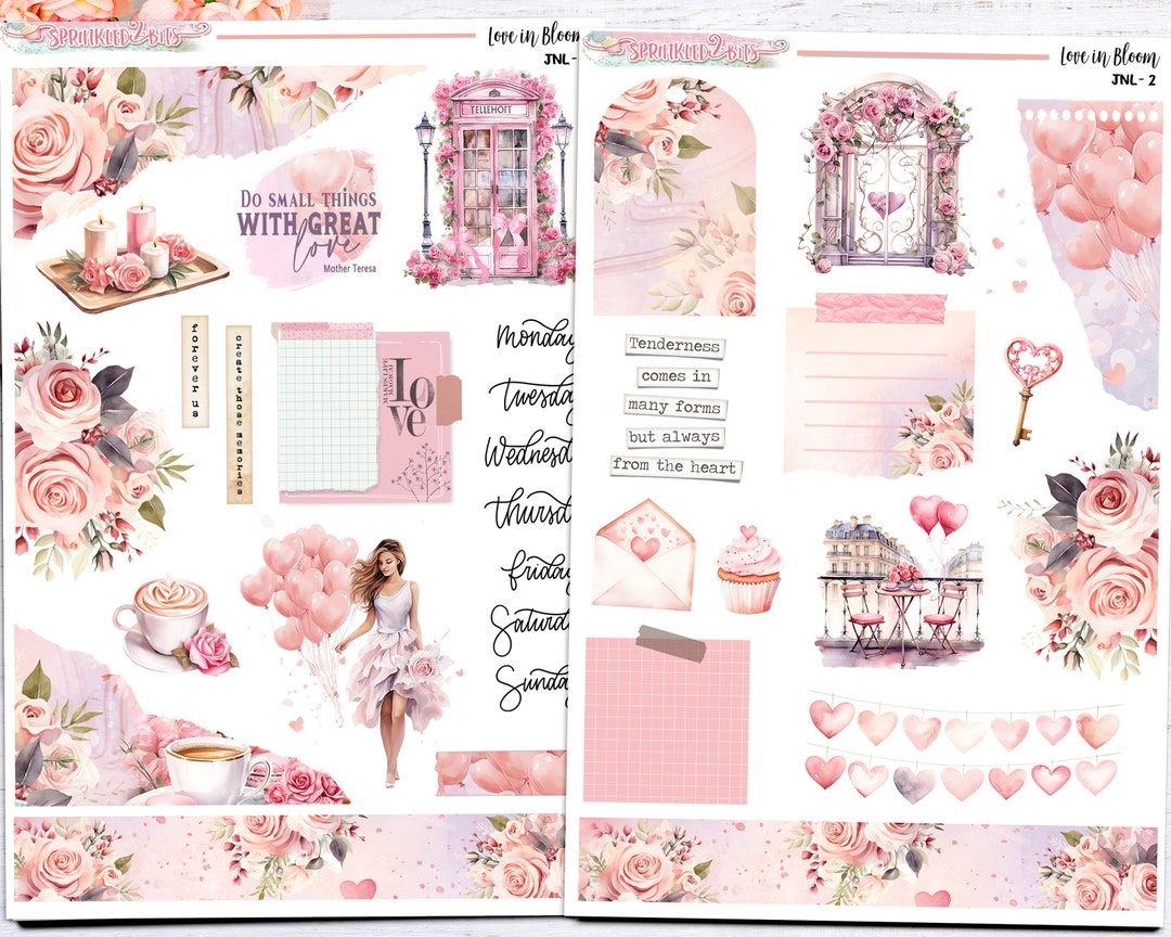 Love in Bloom - Journaling-stickers/layering Sticker Kit-journal - Etsy