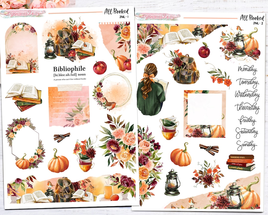 All Booked - Journaling-stickers/layering Sticker Kit-journal - Etsy
