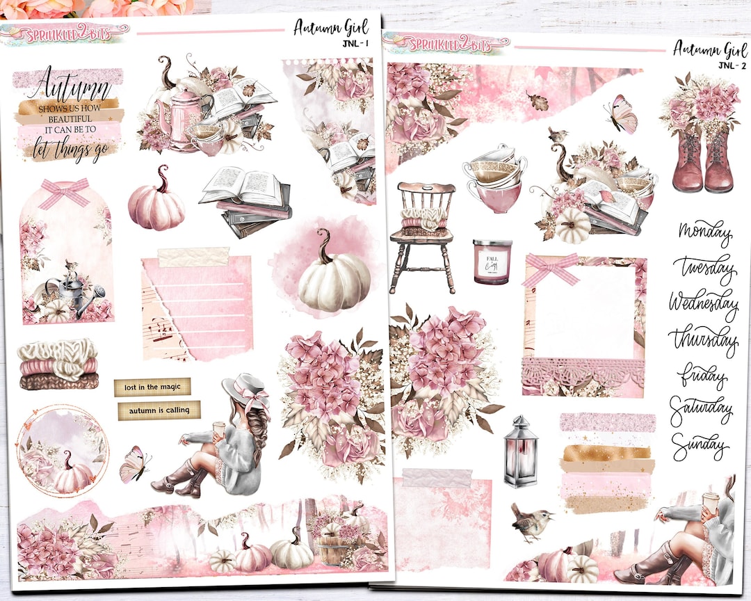 Autumn Girl - Journaling-stickers/layering Sticker Kit-journal - Etsy