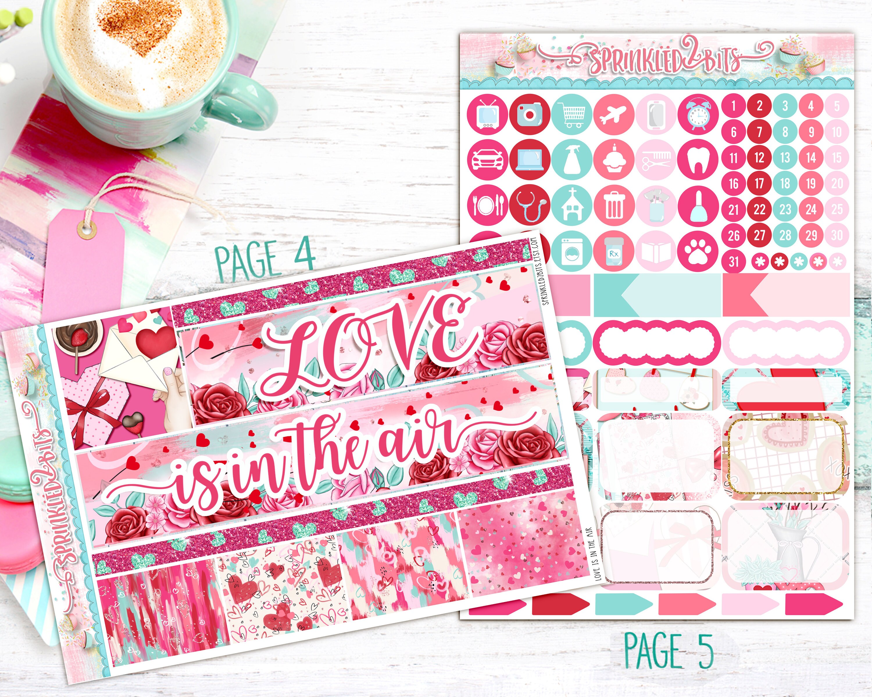 Love is in the Air - 8 Page Deluxe Weekly Planner Sticker Kit – for ...