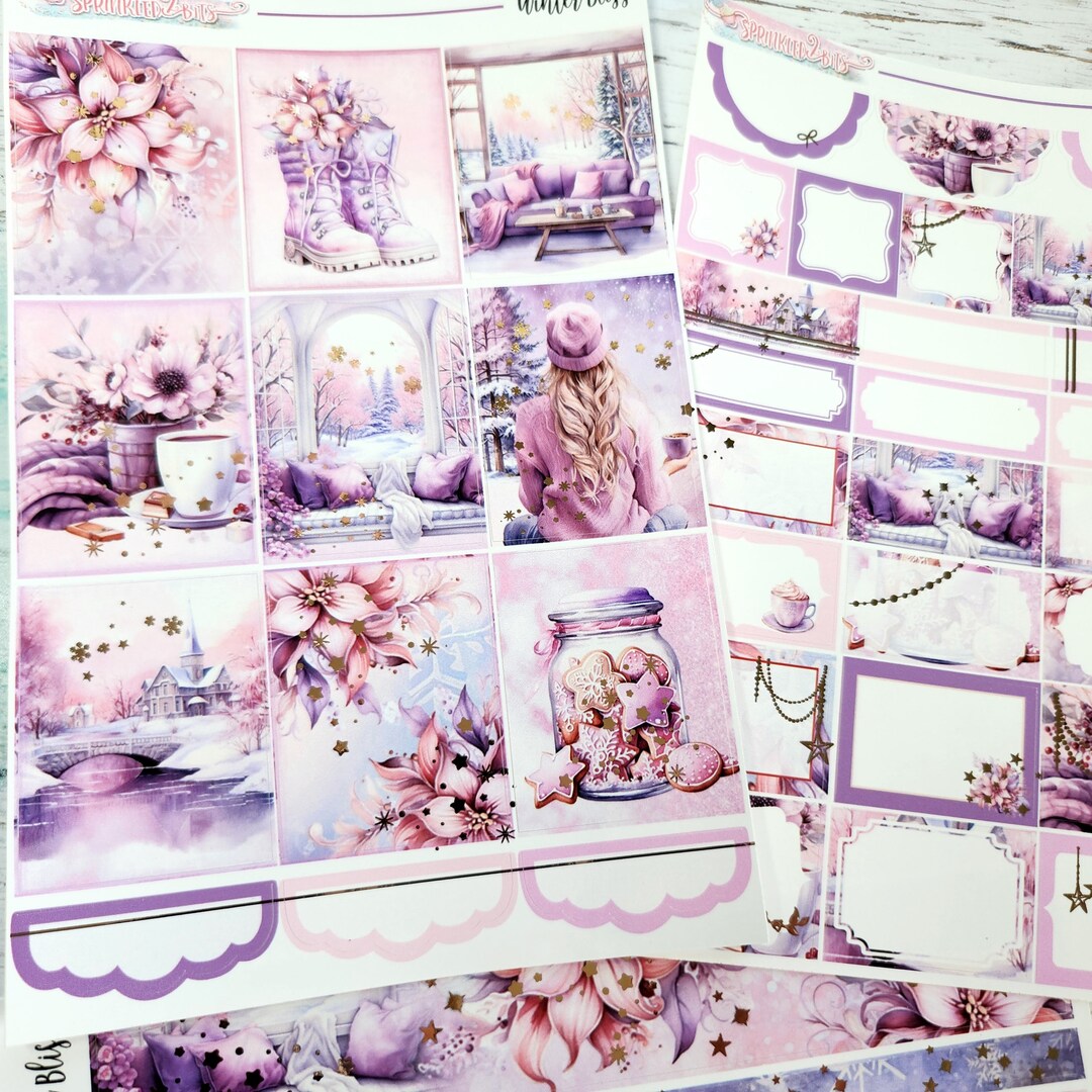 FOILED - Winter Bliss- NEW Format! 6-page Deluxe Weekly Planner Sticker ...