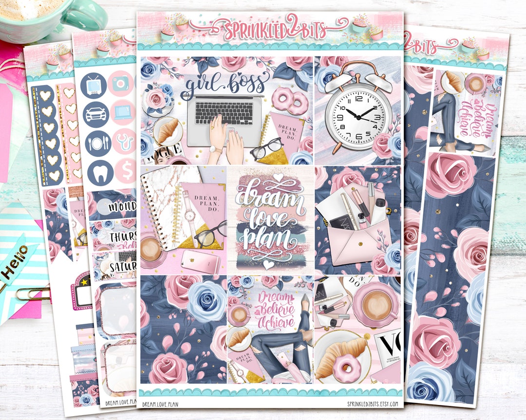 Dream. Love. Plan - 4 Page Mini Weekly Planner Sticker Kit – Vertical ...
