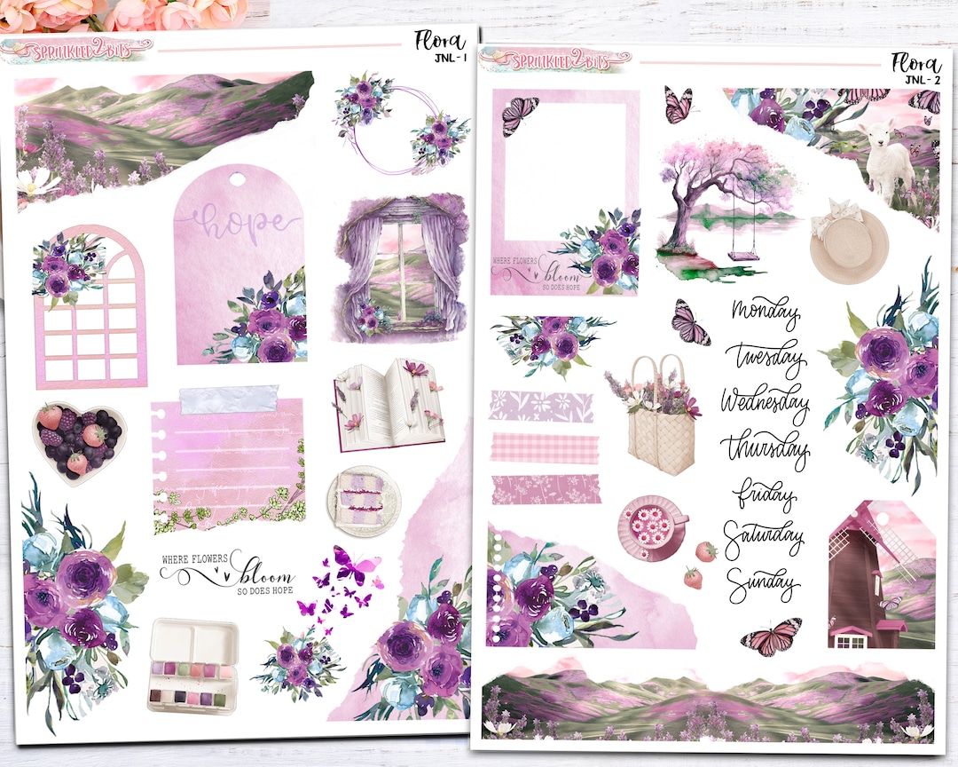 Flora - Journaling-stickers/layering Sticker Kit-journal - Etsy
