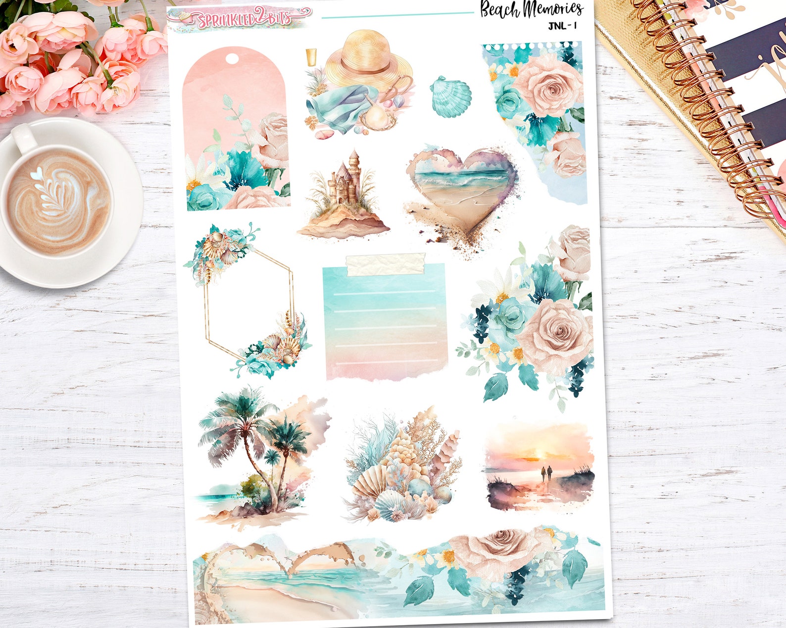 Beach Memories - Journaling-stickers/layering Sticker Kit-journal - Etsy