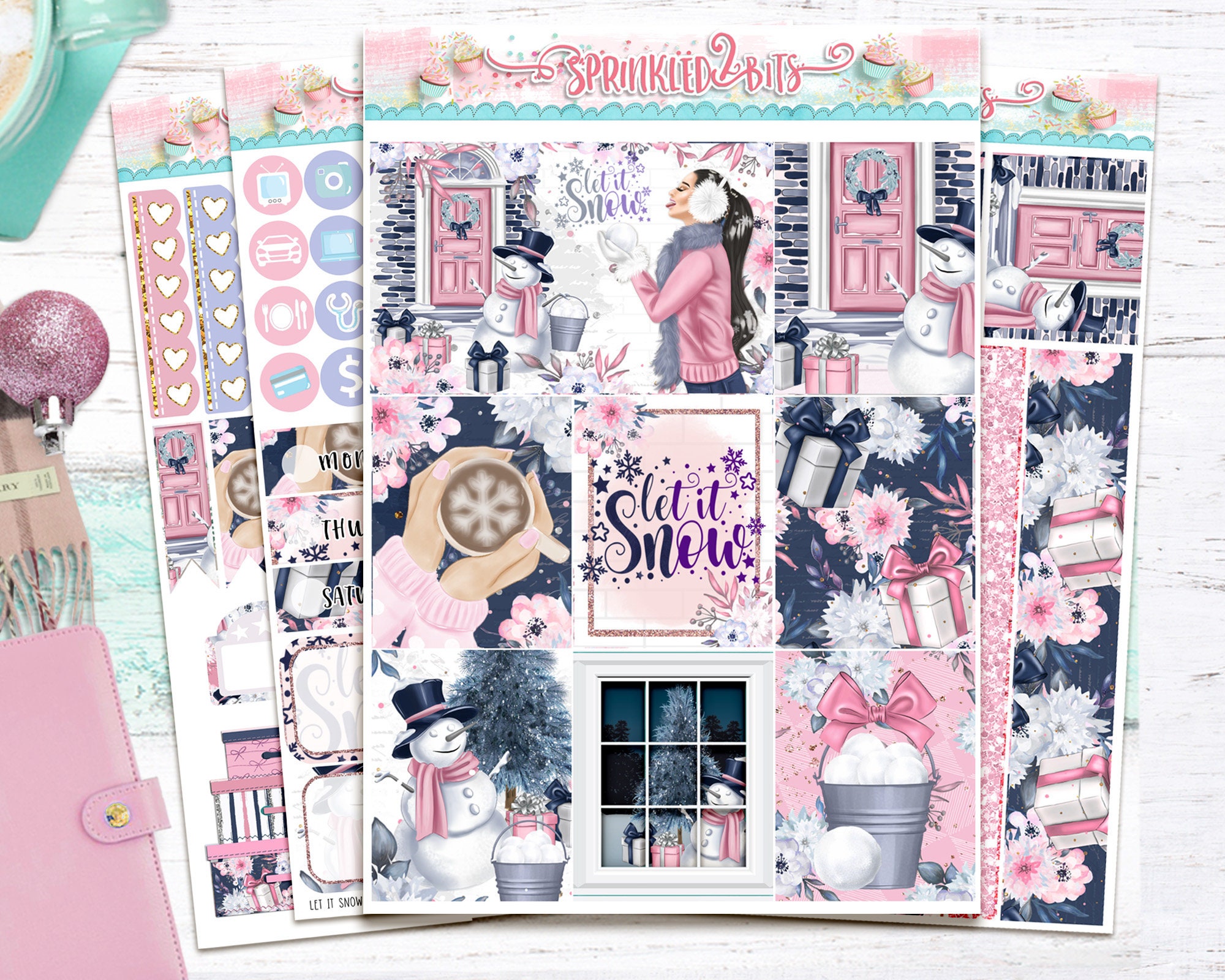 Let It Snow 4 Page Mini Weekly Planner Sticker Kit | Etsy