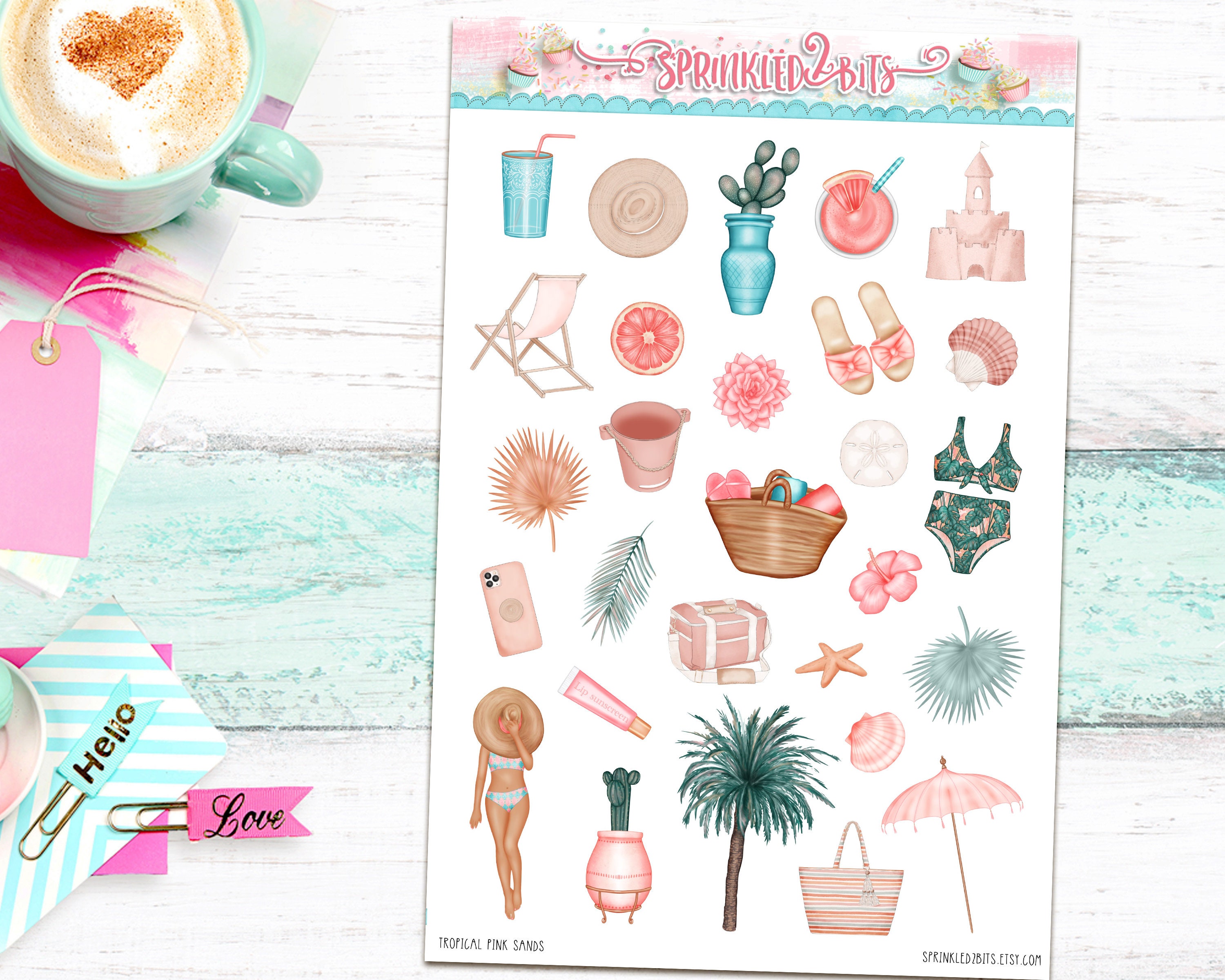 Tropical Pink Sands Kit Add Ons Planner Stickers - Etsy