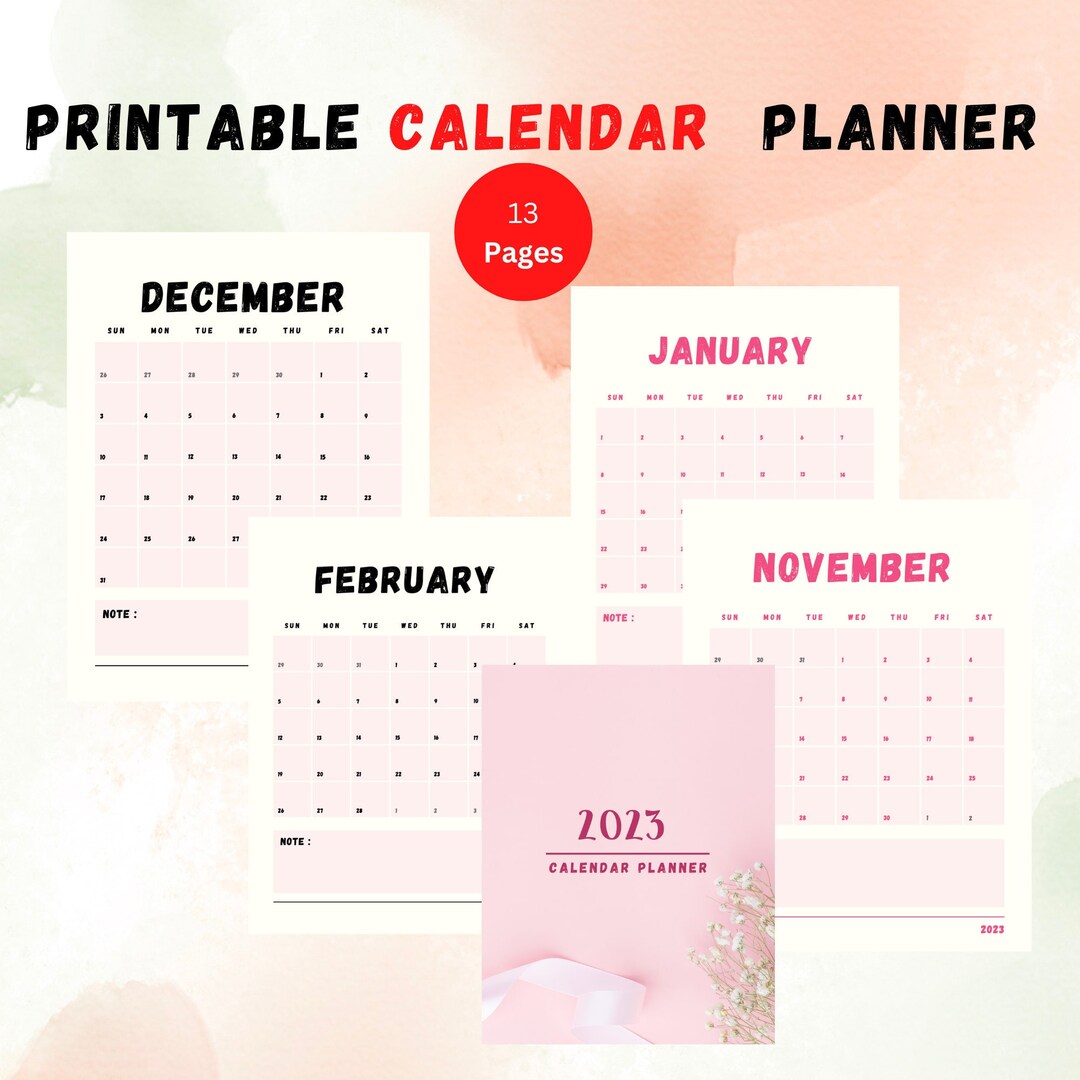 2023 Calendar Planner | 2023 Monthly Planner Printable | Instant ...