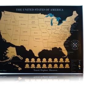 Scratch off Map of The United States 18 x 24 inches Thick | Etsy