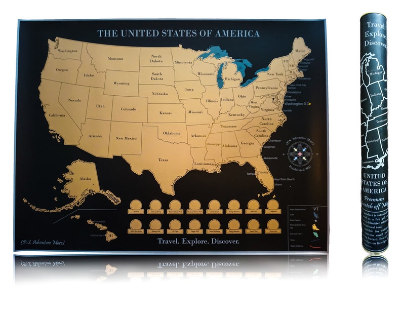 Scratch off Map of The United States 18 x 24 inches Thick | Etsy