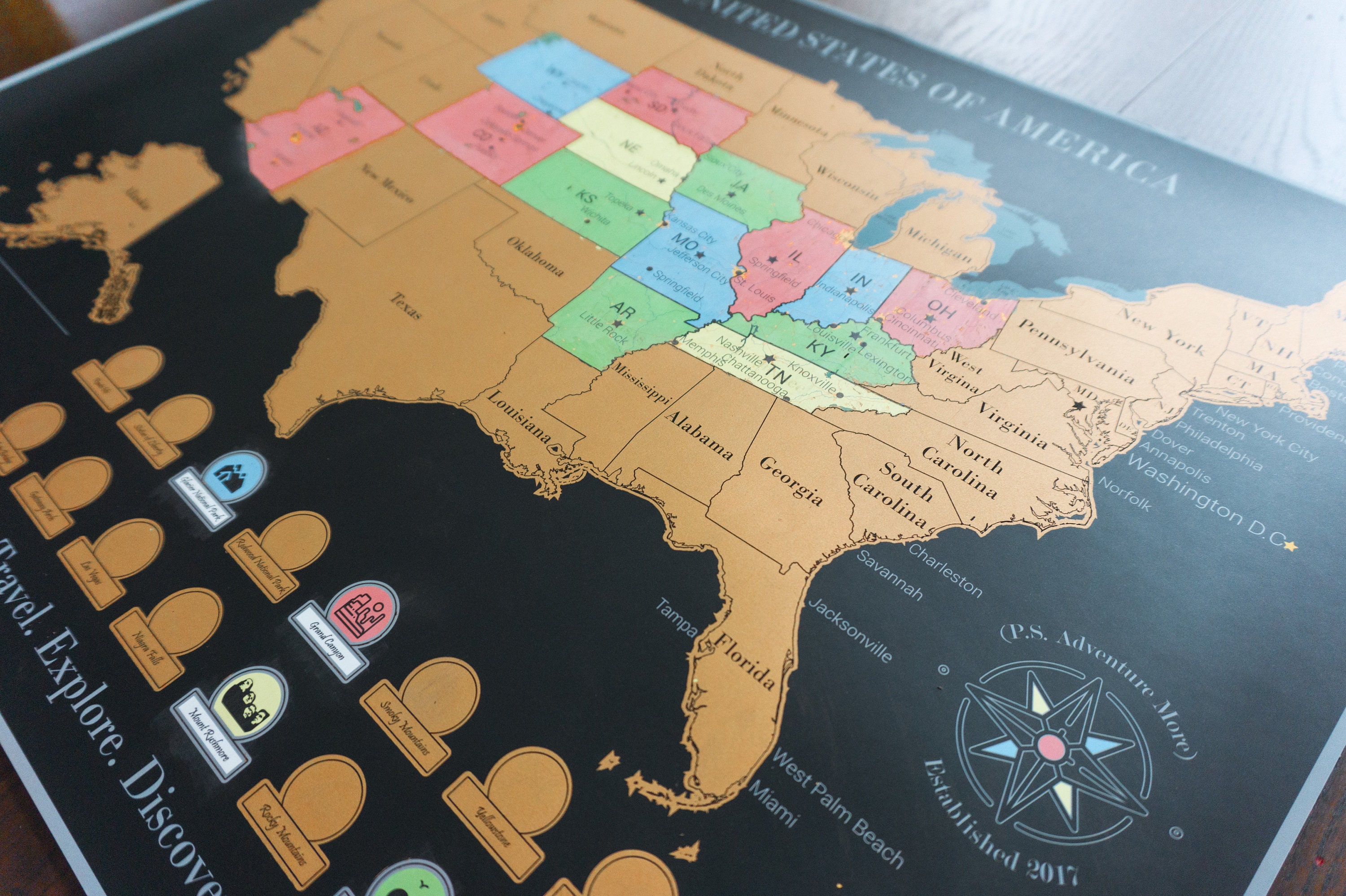 Scratch off Map of The United States 18 x 24 inches Thick | Etsy