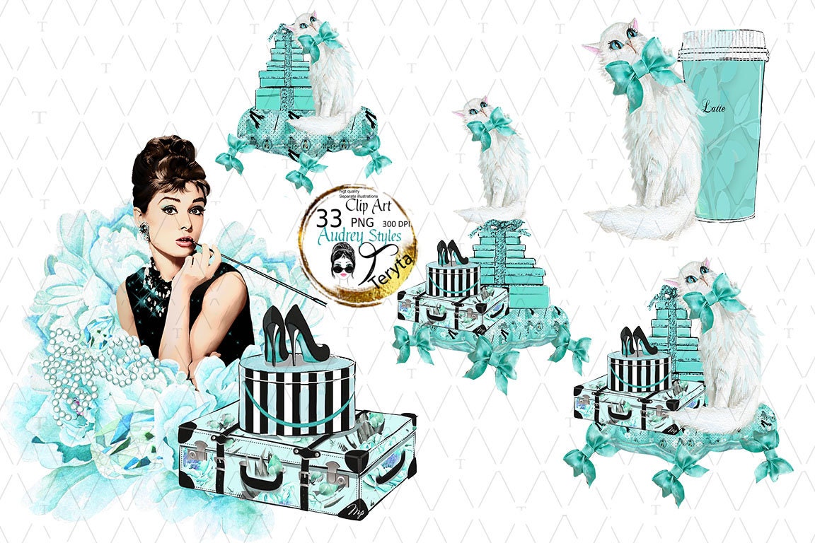 Breakfast at Tiffany's Retro Clipart, Audrey Hepburn Png Clipart ...