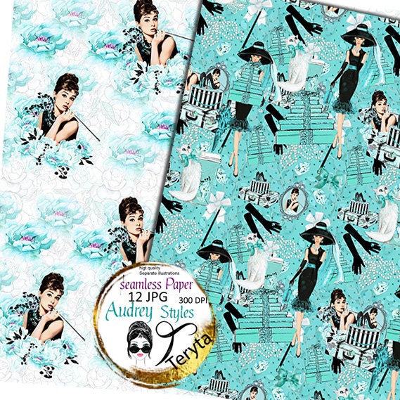 Breakfast at Tiffany's Digital Paper, Audrey Hepburn Digital Paper ...