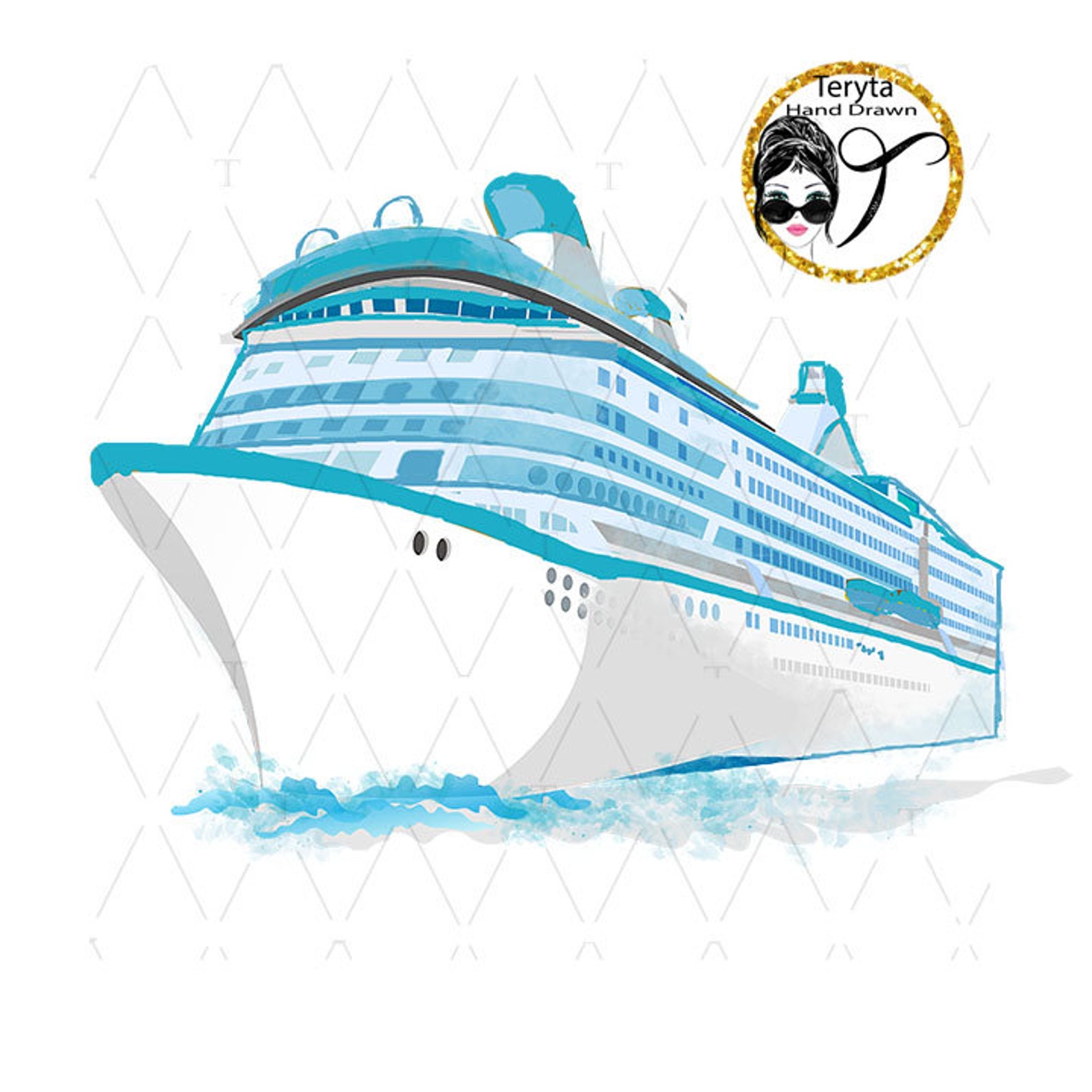 Cruise Nautical Vacation Beach Watercolor Sea Boat Clip Art - Etsy