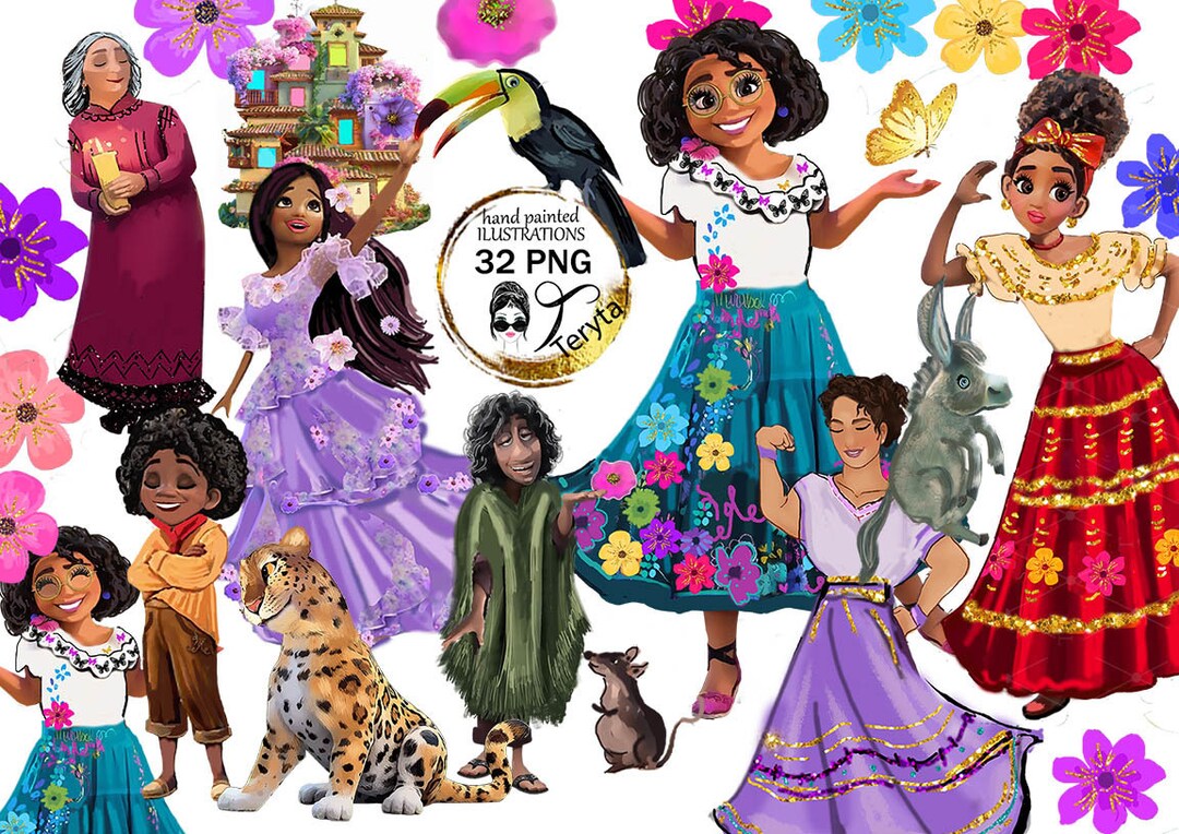 Encanto Family Clipart: Hand-drawn Madrigal PNG Set (digital Download ...