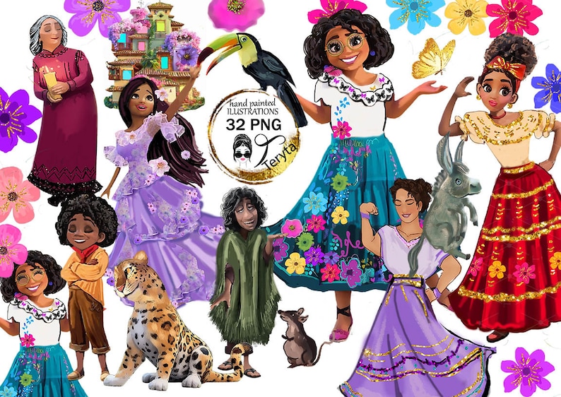 Encanto Family Clipart: Hand-drawn Madrigal PNG Set (digital Download ...