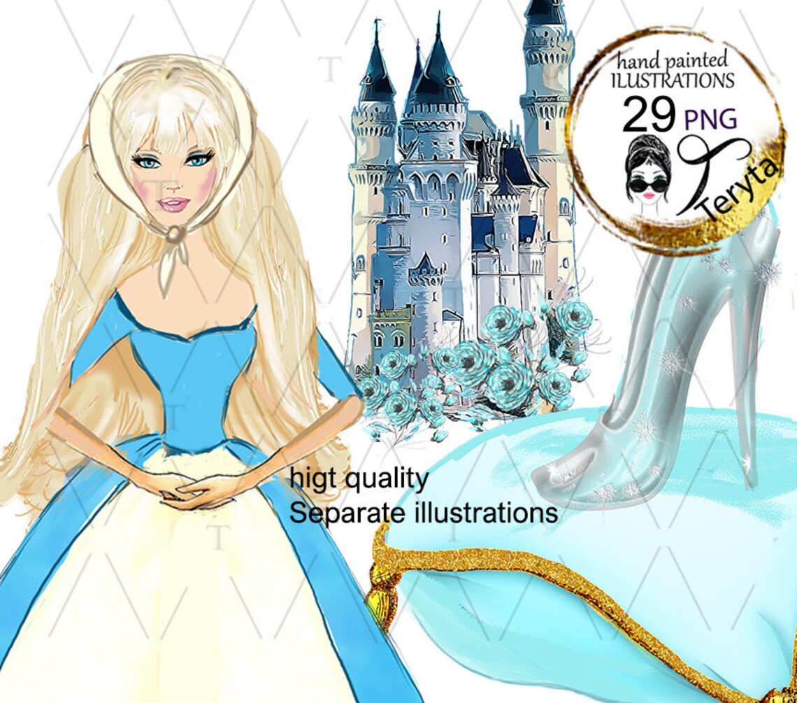 Cinderella Clipart, Fairy Tale Princess, Princess Castle, Glass Slipper ...