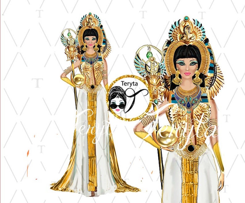 Cleo Egyptian Queen Egyptian Princess Goddess Gold Glitter Foil Ancient ...