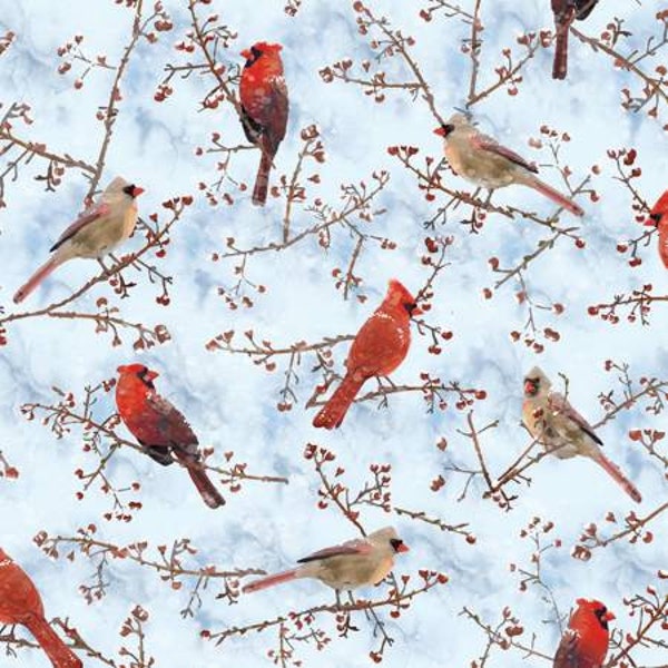 Winter Cardinals Quilt Fabric - Etsy