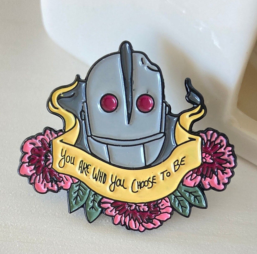 Robot and Flower Pin Robot Pin Robot Badges Flower Pin - Etsy