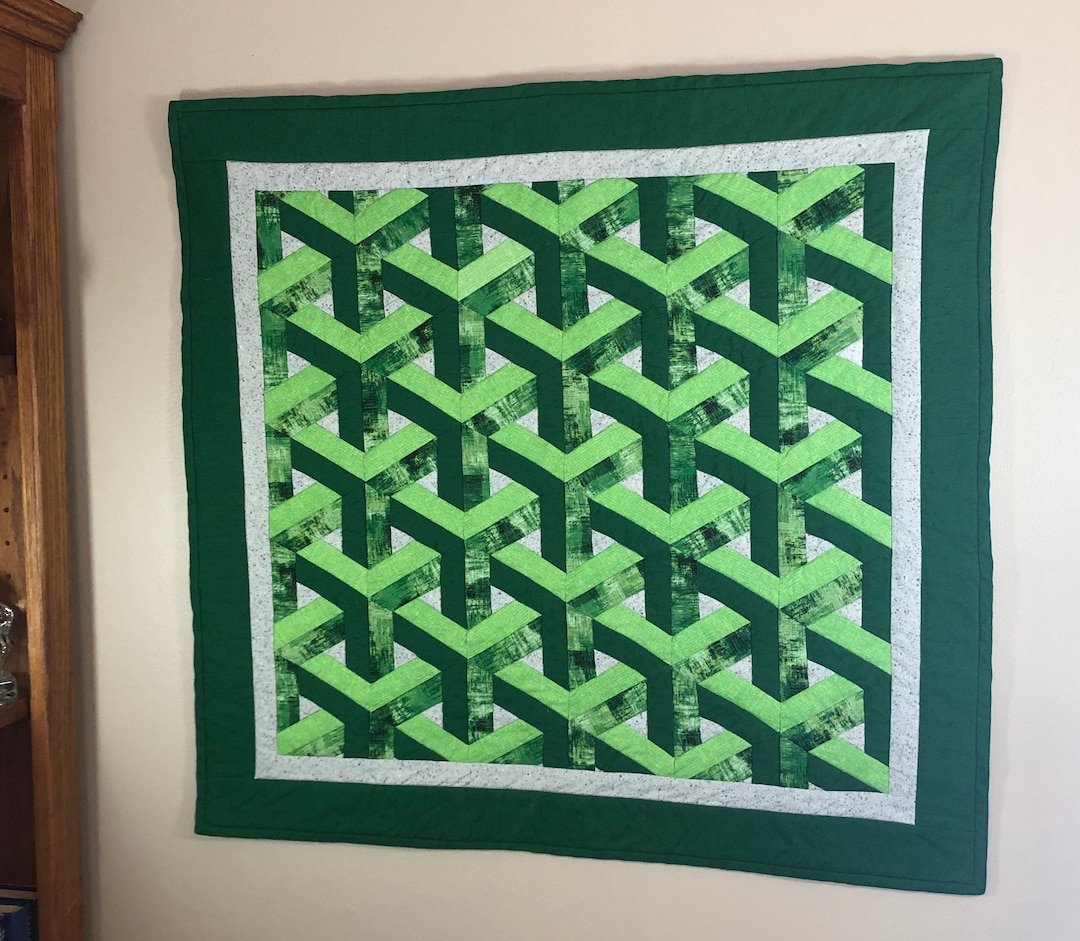Escher Inspired Quilt (wall Hanging\table Topper) 27" X 29" Green - Etsy