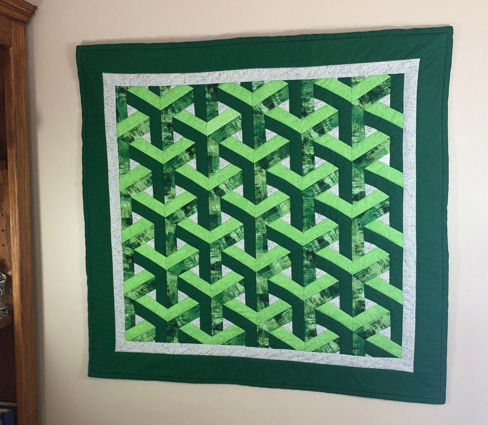 Escher Inspired Quilt (wall Hanging\table Topper) 27" X 29" Green - Etsy