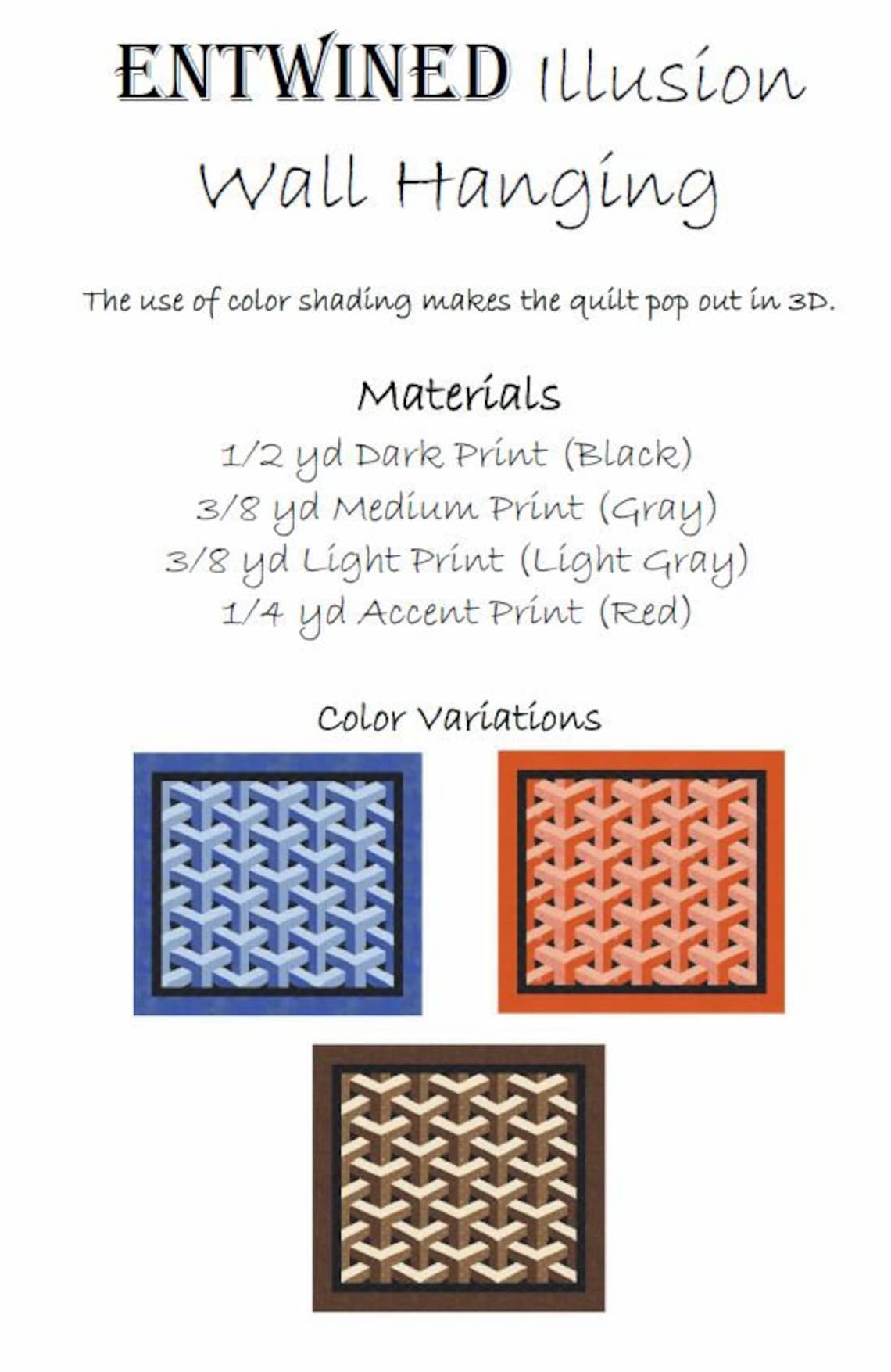 Entwined Illusion Wall Quilt Pattern (PDF Download) - Etsy