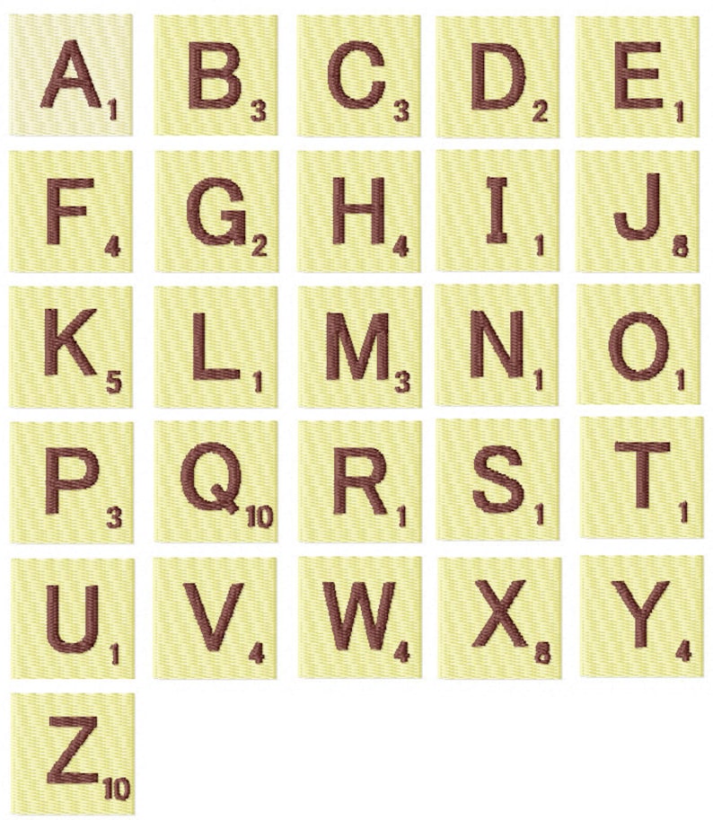 Scrabble Alphabet Machine Embroidery Design Set - Etsy