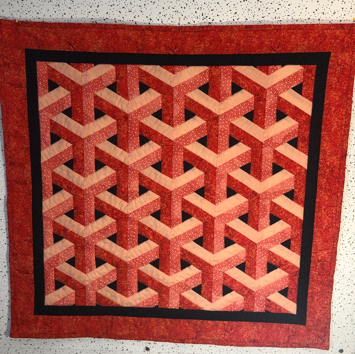 Escher Inspired Quilt (wall Hanging\table Topper) 26" X 26" Orange - Etsy