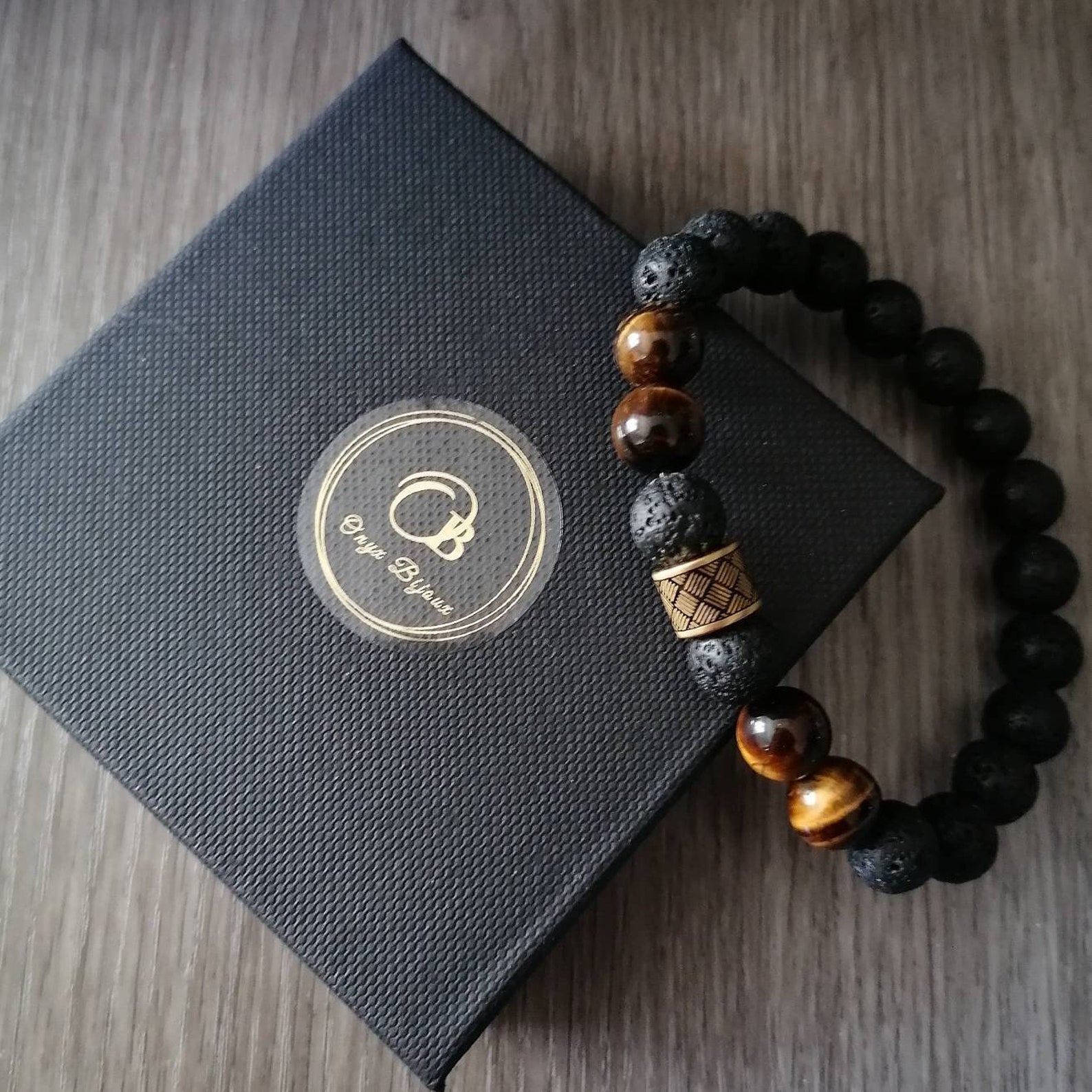 Bracelet en pierres de lave roche volcanique et oeil de tigre - Etsy France