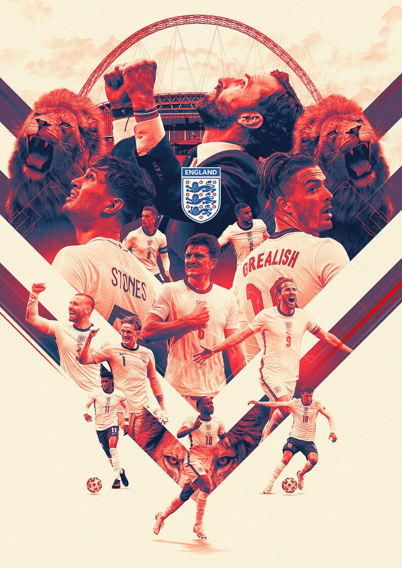 England National Football Team Poster England FC Euros 2020 - Etsy UK