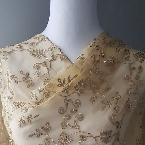 Gold Shawl. Gold Scarf. Gold Crushed Organza Shawl. Strong Gold Colour ...