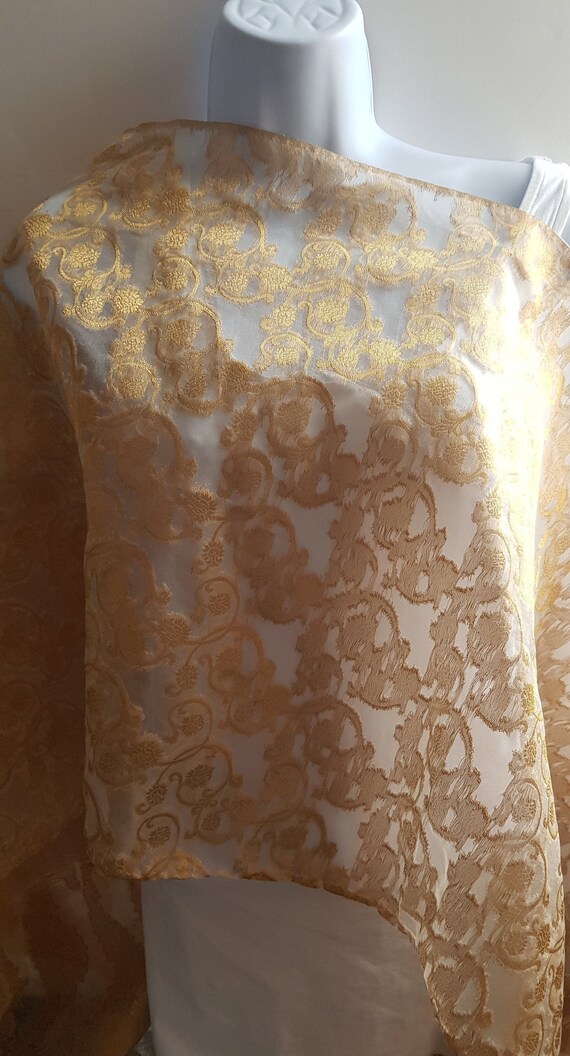 Gold Shawl Gold Brocade Type Shawl Floral Shawl Gold Floral - Etsy