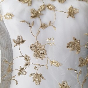 Gold Net Shawl, Floral Wrap, Gold Embroidered Scarf, Gold Wrap, Gold ...