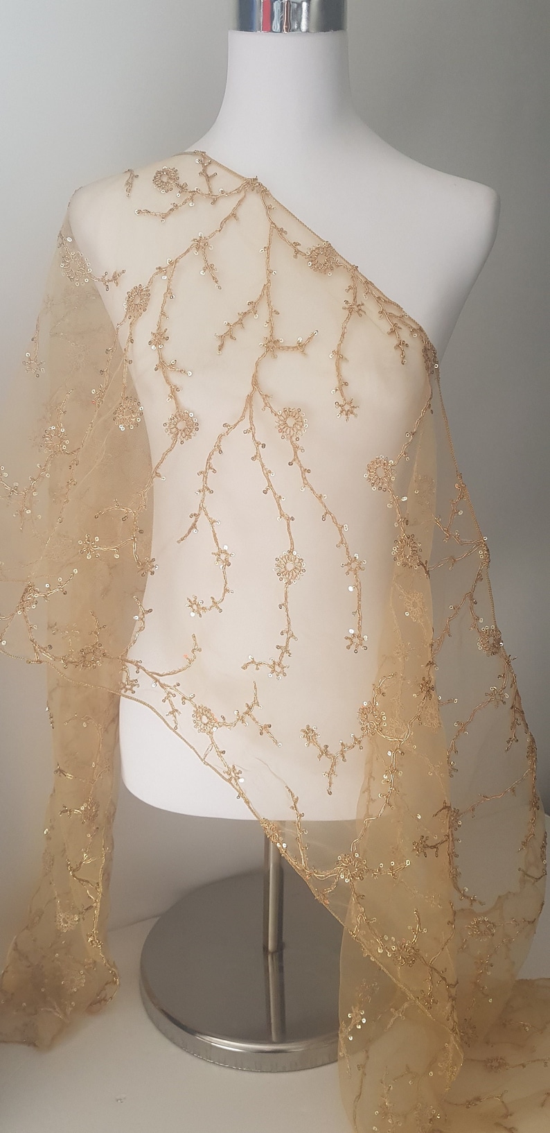 Gold Shawl. Gold Net Scarf. Golden Sandy Colour Net Scarf With Gold ...