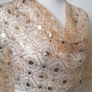 Gold Shawl. Gold Scarf. Gold Sequins Floral Shawl. Gold Wedding Shawl ...