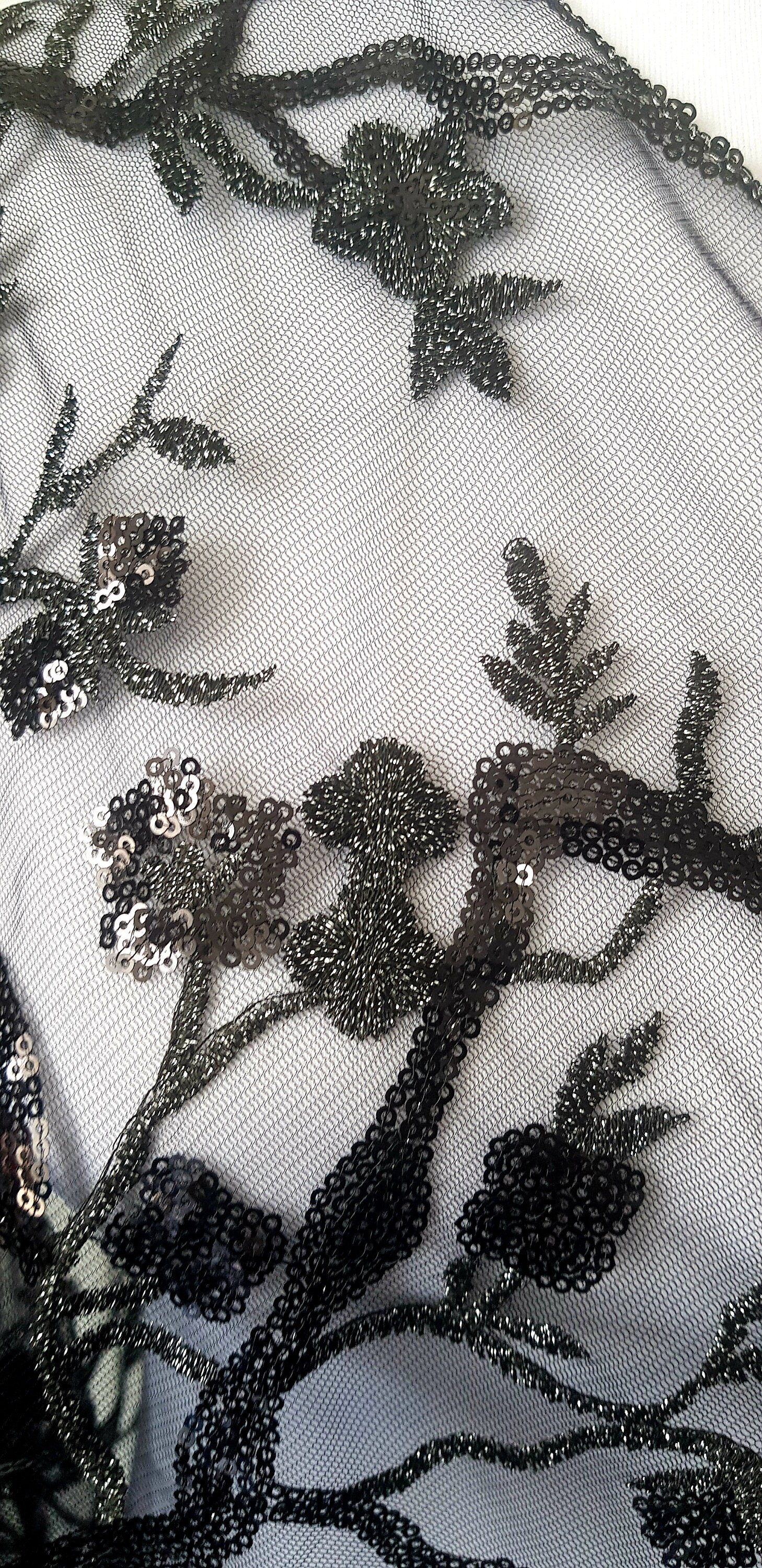 Black Shawl Black Sequin Shawl Black Net Shawl Grey Shawl - Etsy UK