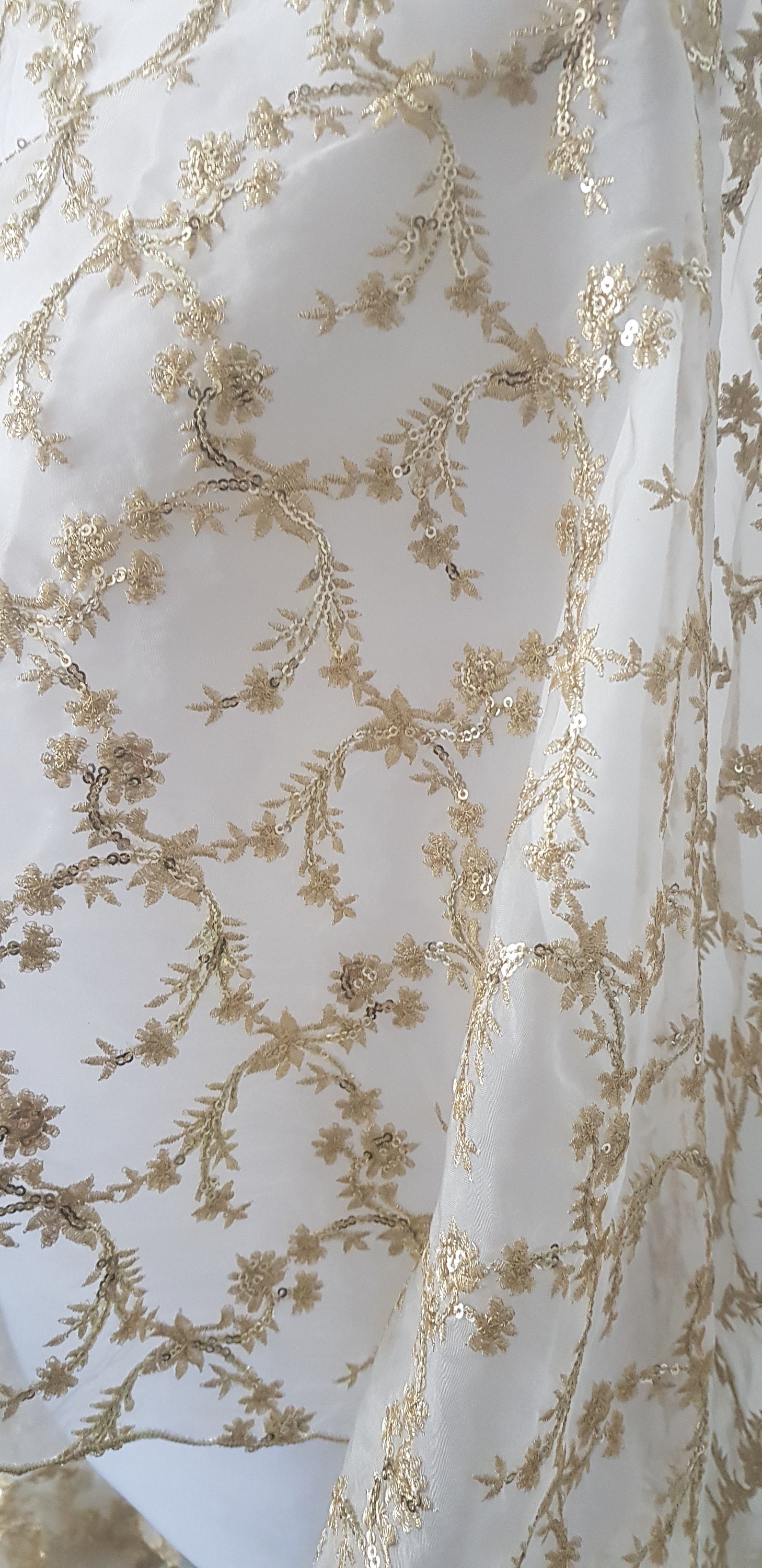 Gold Shawl. Gold Scarf. Faulty, Read Description. Gold Embroidery on ...